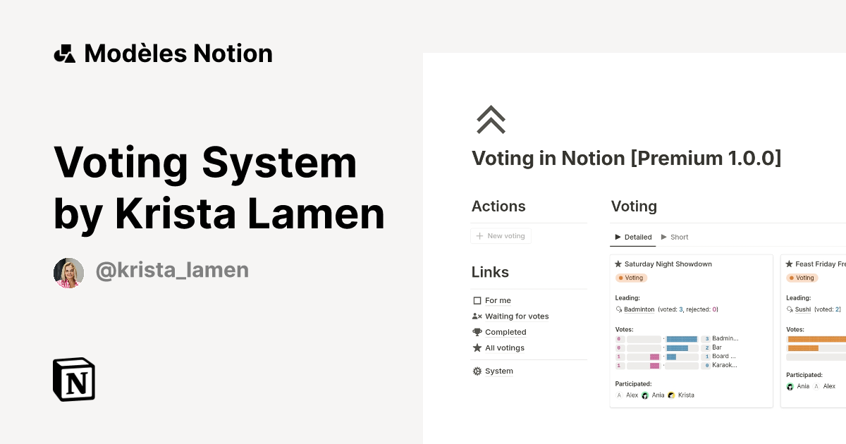 Modèle Voting System by Krista Lamen | Marketplace Notion