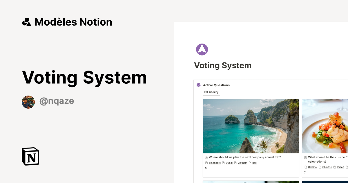 Modèle Voting System | Marketplace Notion