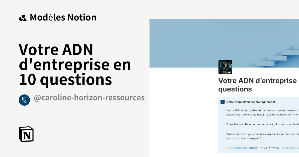Votre ADN d'entreprise en 10 questions | Modèle créé par HORIZON ...