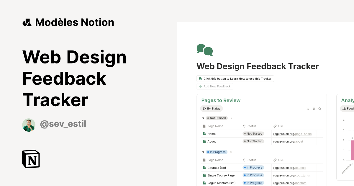 Modèle Web Design Feedback Tracker | Marketplace Notion
