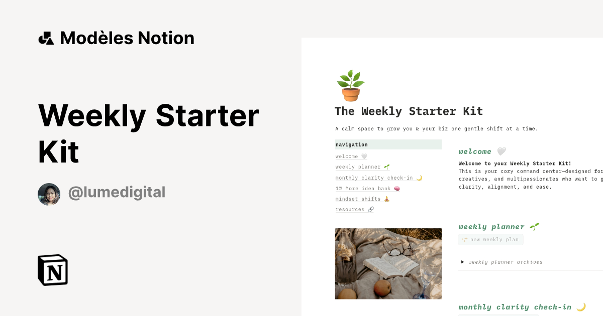 Weekly Starter Kit | Modèle créé par Elaine | Lume Digital ...