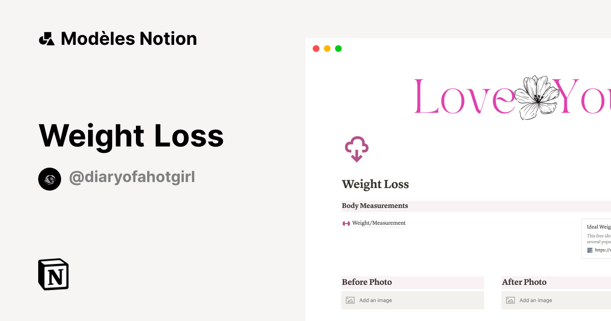Modèle Weight Loss | Marketplace Notion