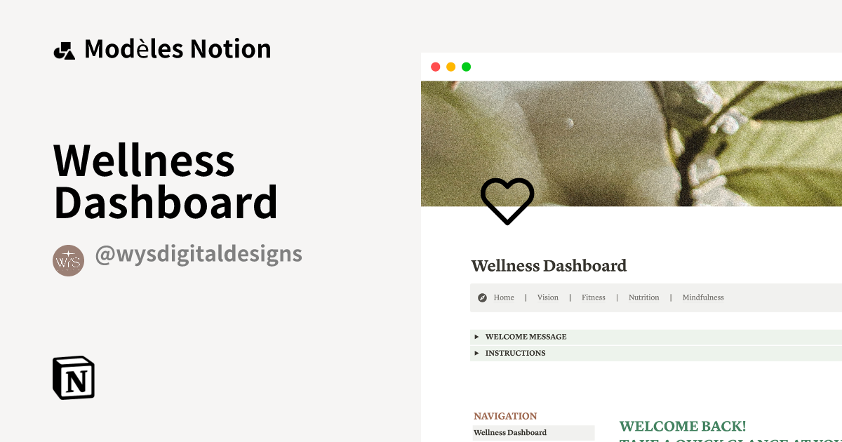 Wellness Dashboard | Modèle créé par WYS Digital Designs | Marketplace ...