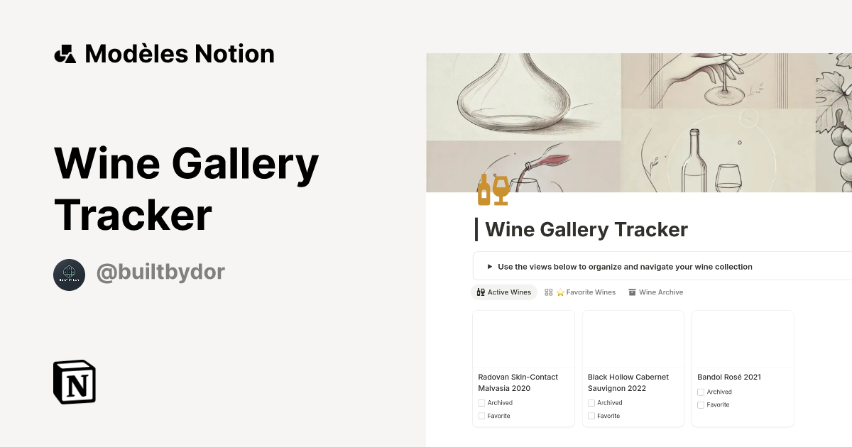 Modèle Wine Gallery Tracker | Marketplace Notion