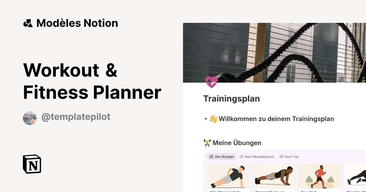 Modèle Workout & Fitness Planner | Marketplace Notion