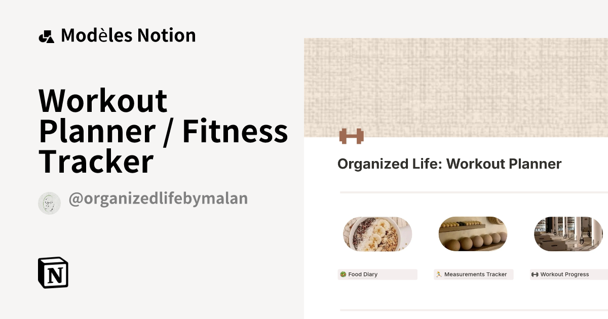 Workout Planner / Fitness Tracker | Modèle créé par Organized Life By ...