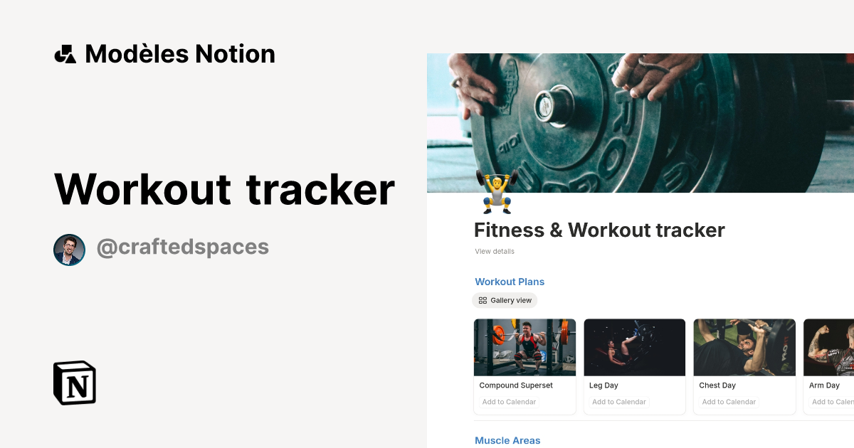 Modèle Workout tracker | Marketplace Notion