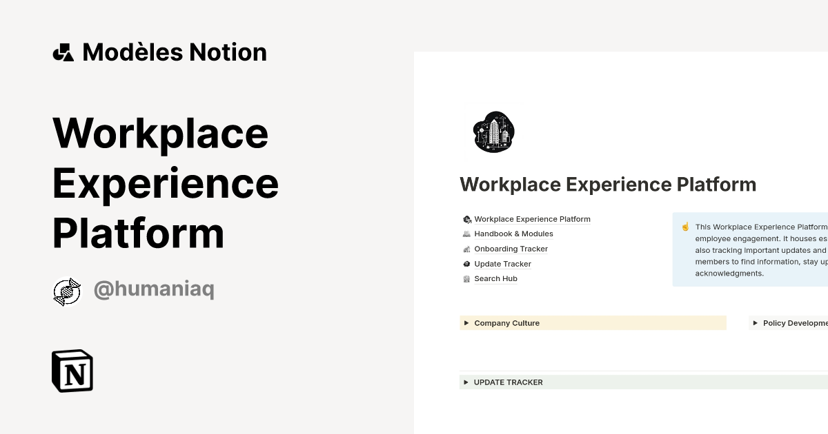 Modèle Workplace Experience Platform | Marketplace Notion