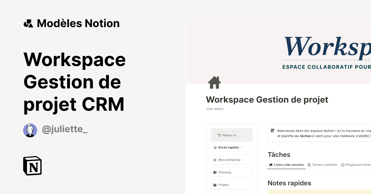 Modèle Workspace Gestion de projet CRM | Marketplace Notion