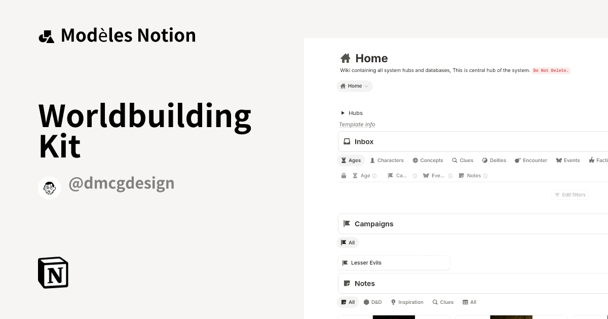 Worldbuilding Kit | Modèle créé par DMCG Design | Marketplace Notion
