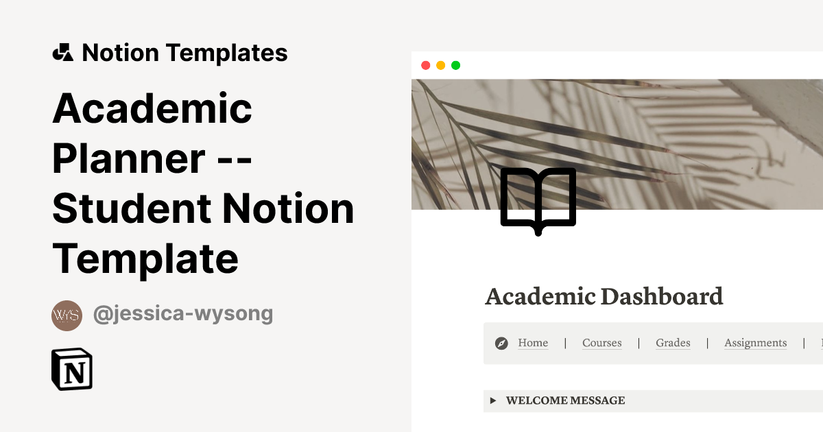 תבנית Academic Planner -- Student Notion Template מאת Jessica Wysong ...