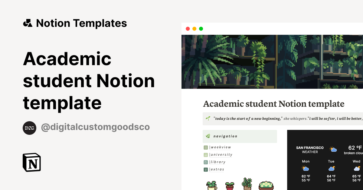 תבנית Academic student Notion template | Marketplace של Notion