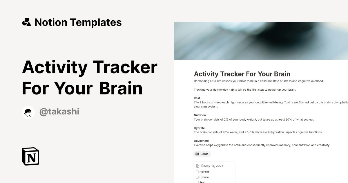 תבנית Activity Tracker For Your Brain מאת Takashi Watanabe ...