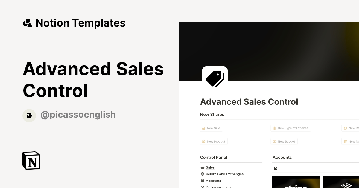 תבנית Advanced Sales Control | Marketplace של Notion