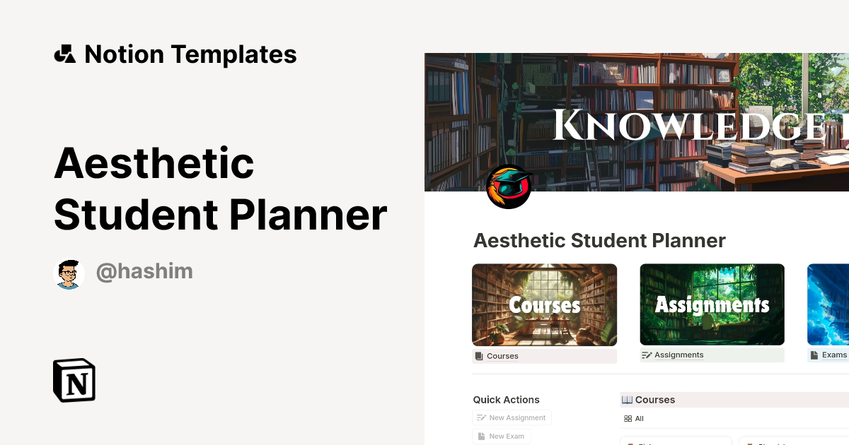 תבנית Aesthetic Student Planner | Marketplace של Notion