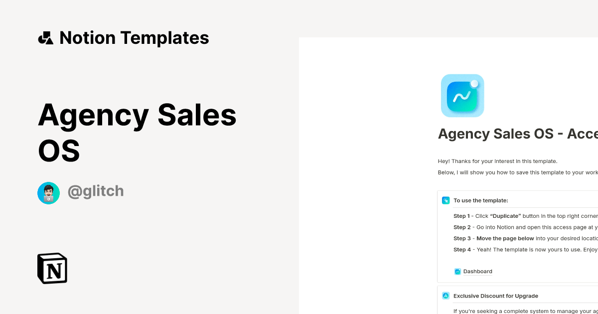 תבנית Agency Sales OS מאת Glitch | Marketplace של Notion