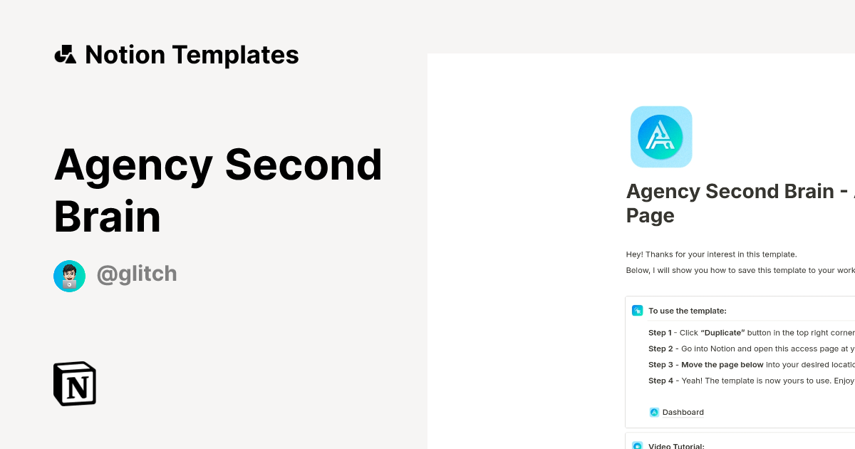 תבנית Agency Second Brain | Marketplace של Notion