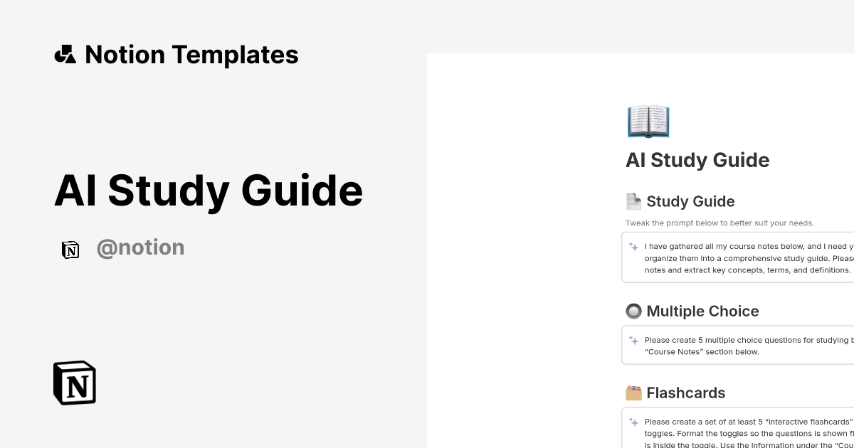 תבנית AI Study Guide 2026 | Marketplace של Notion