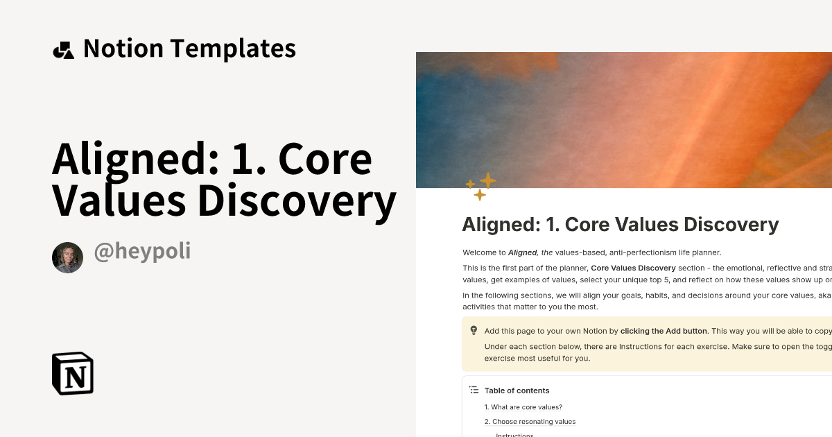 תבנית Aligned: 1. Core Values Discovery מאת Heypoli.io | Marketplace של ...