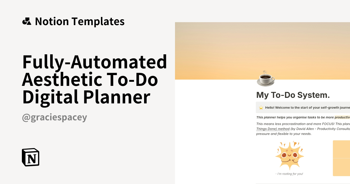 תבנית Fully-Automated Aesthetic To-Do Digital Planner מאת GracieSpacey ...