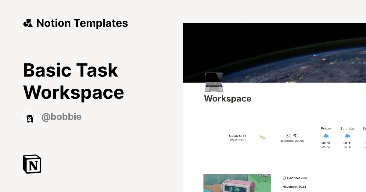 תבנית Basic Task Workspace | Marketplace של Notion