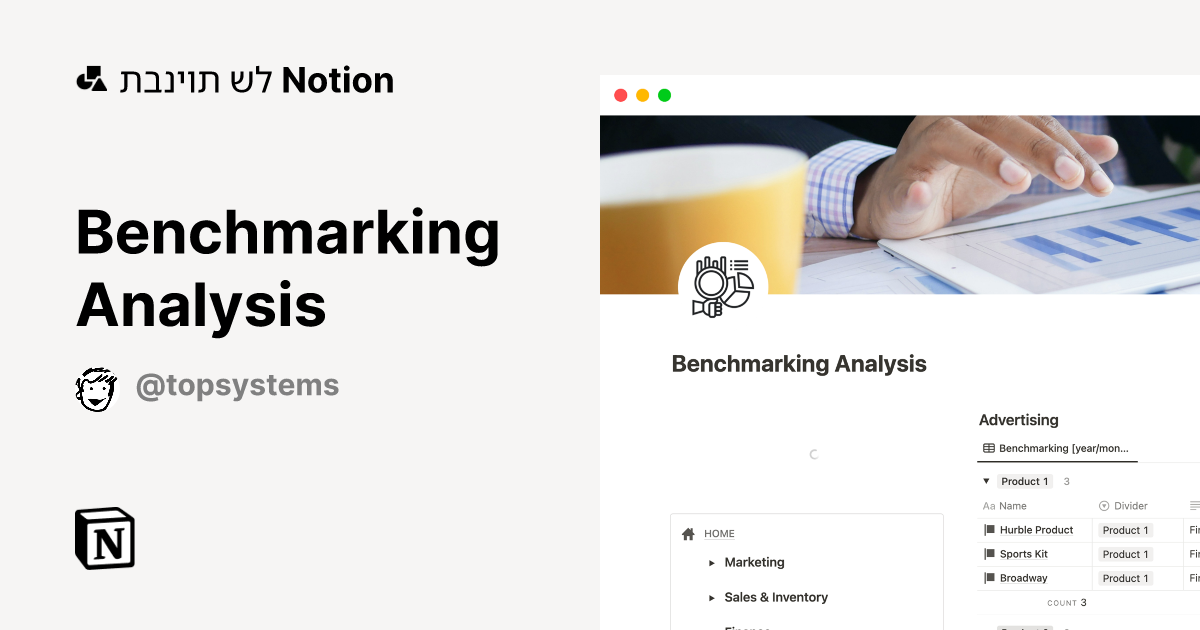תבנית Benchmarking Analysis מאת TopSystems.io | Marketplace של Notion