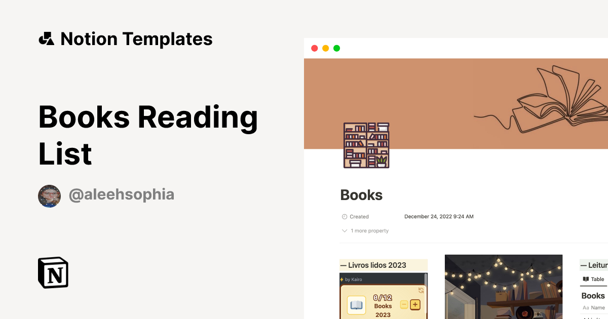 תבנית Books Reading List | Marketplace של Notion