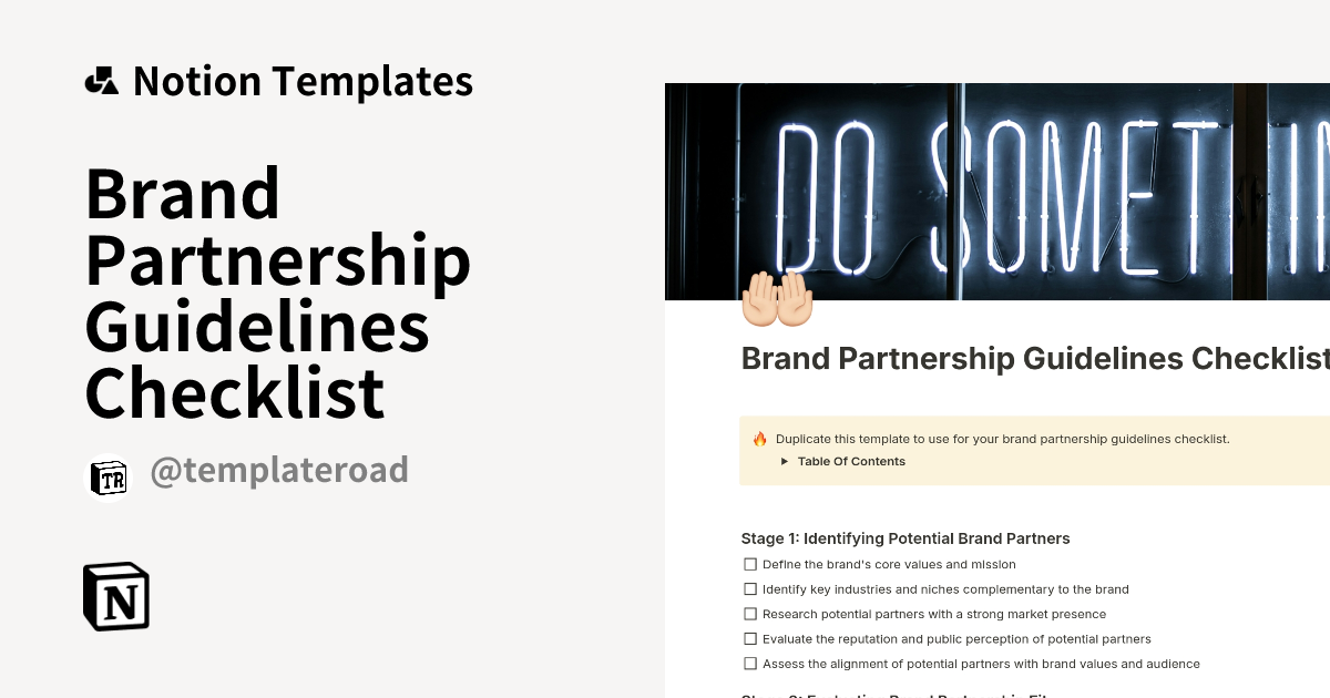 תבנית Brand Partnership Guidelines Checklist | Marketplace של Notion