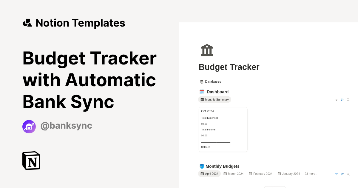 תבנית Budget Tracker with Automatic Bank Sync מאת BankSync ...