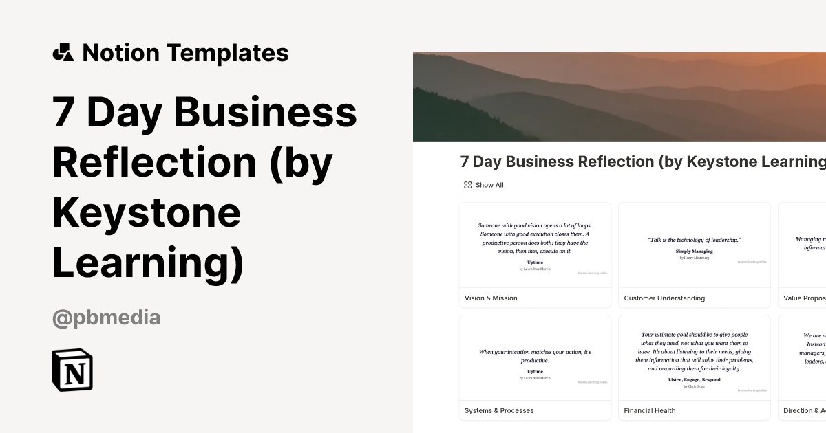 תבנית 7 Day Business Reflection (by Keystone Learning) | Marketplace של ...