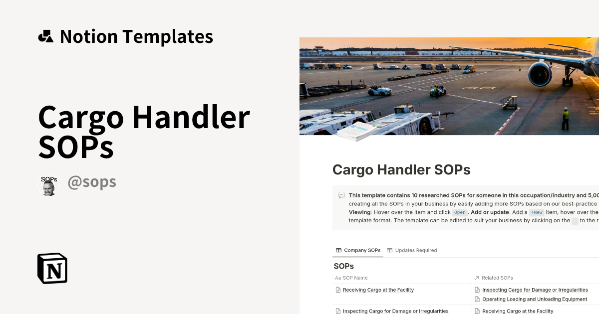 תבנית Cargo Handler SOPs | Marketplace של Notion