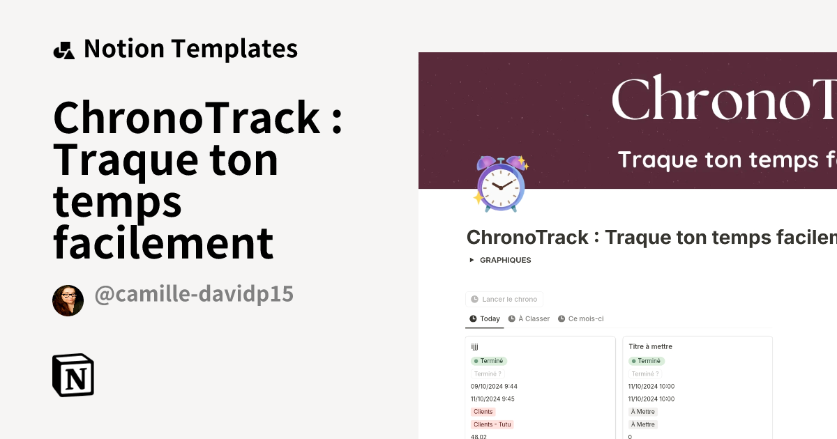 תבנית ChronoTrack : Traque ton temps facilement מאת Camille.Davidp15 ...