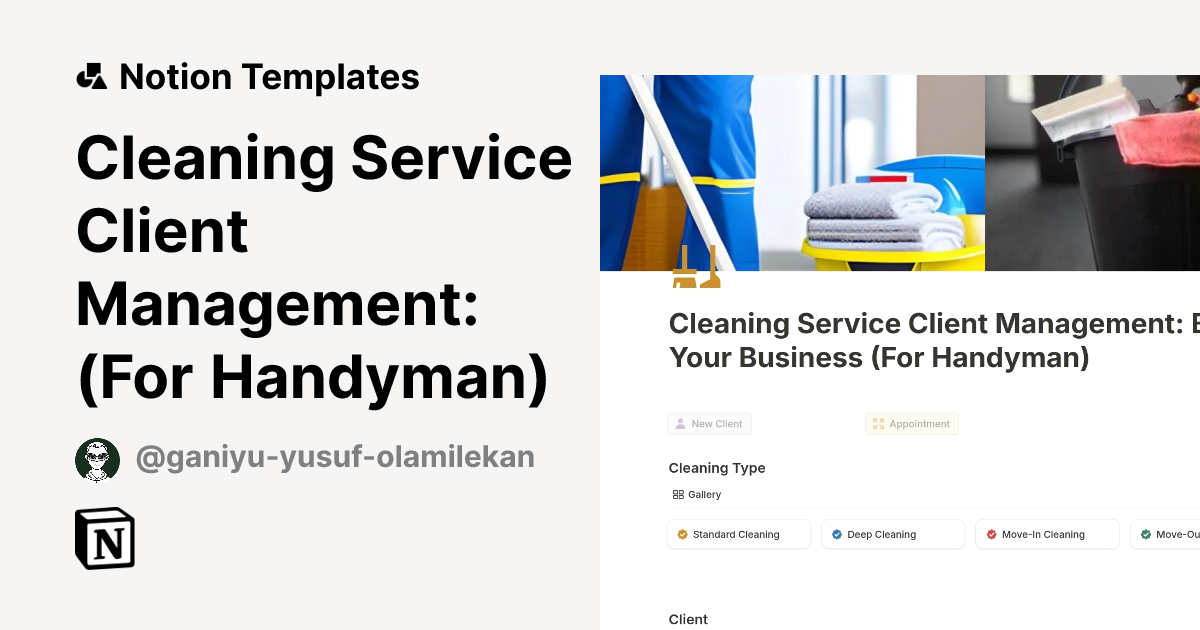 תבנית Cleaning Service Client Management:(For Handyman) | Marketplace ...
