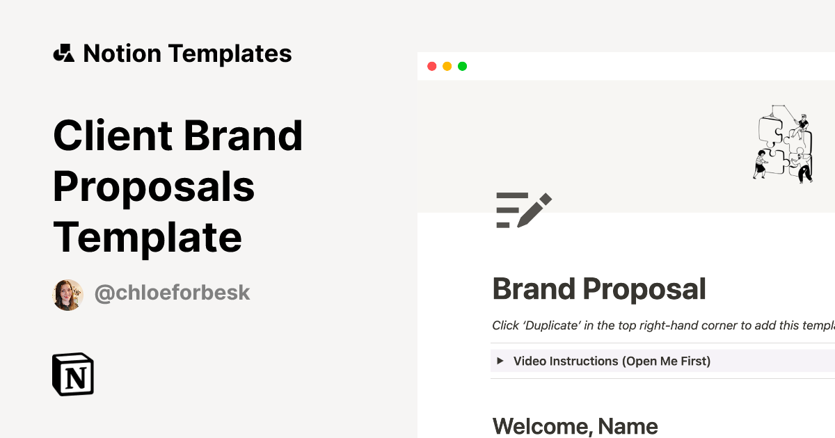 תבנית Client Brand Proposals Template | Marketplace של Notion