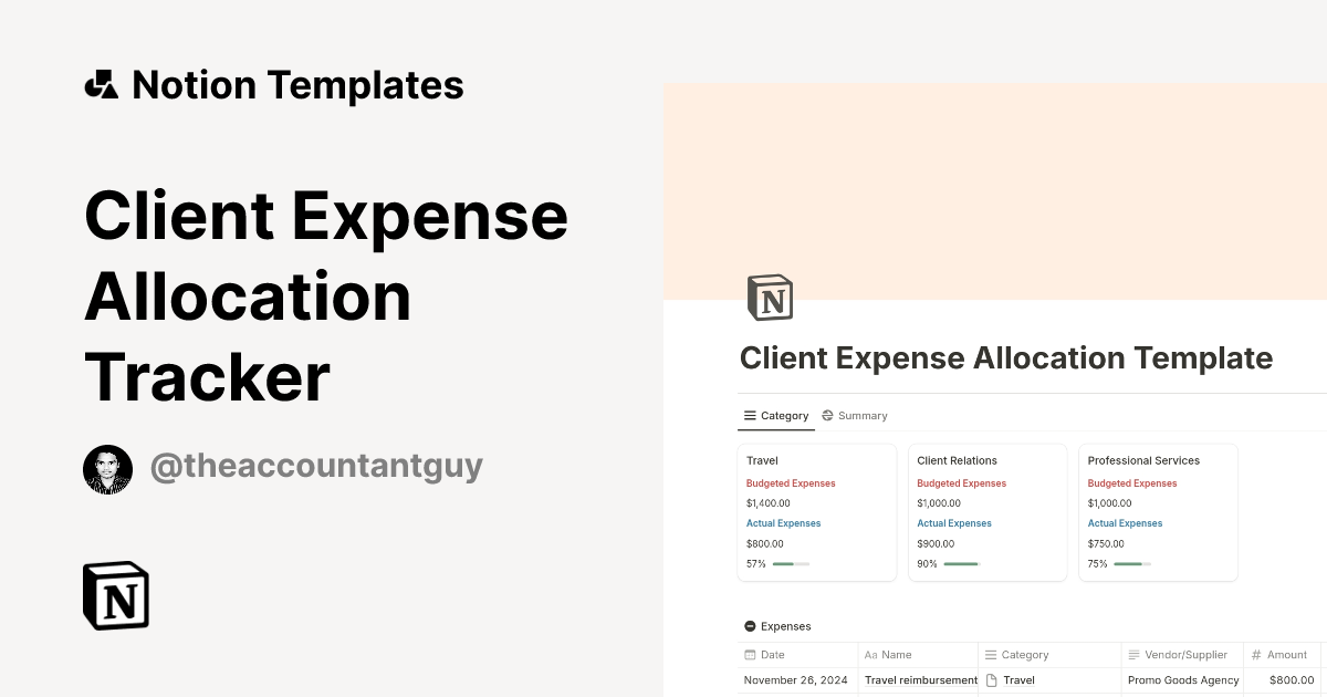 תבנית Client Expense Allocation Tracker | Marketplace של Notion