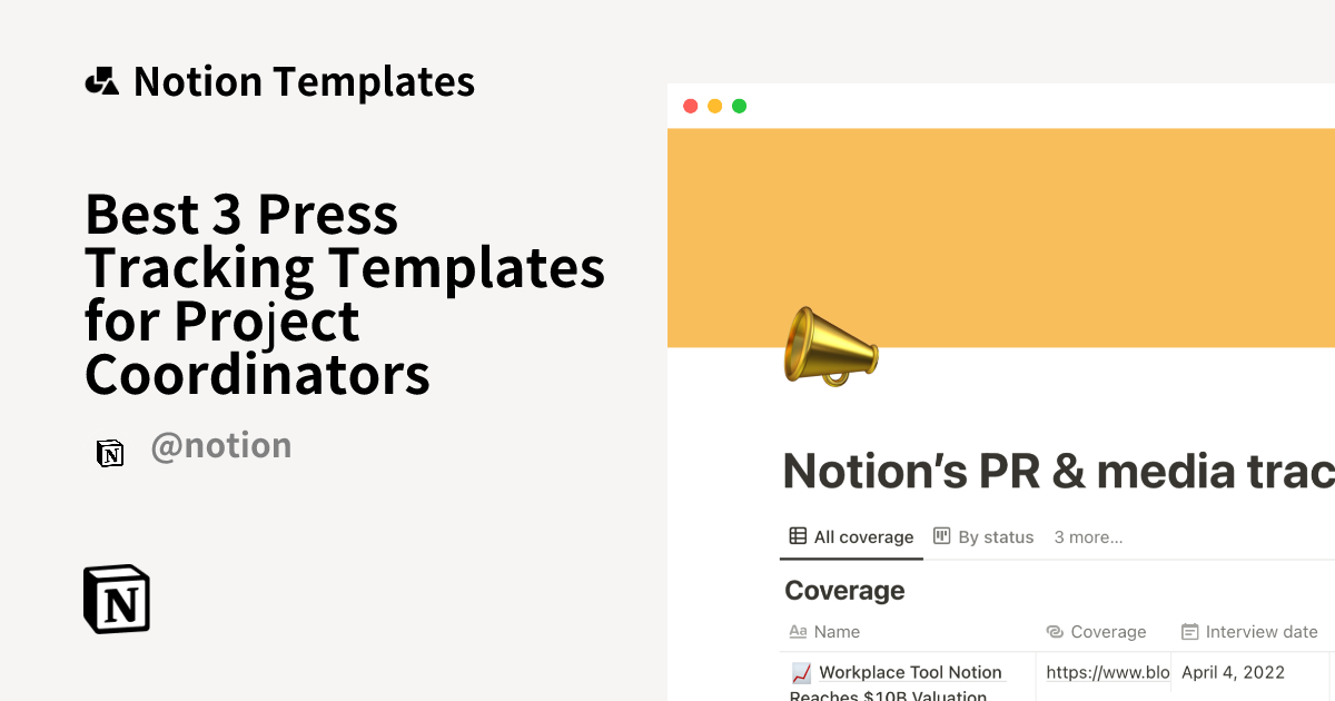 Best 3 Press Tracking Templates for Project Coordinators | Marketplace ...