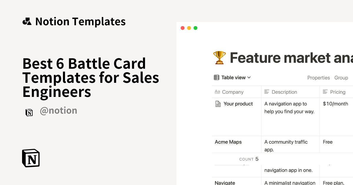 Best 6 Battle Card Templates for Sales Engineers | Marketplace תבניות ...