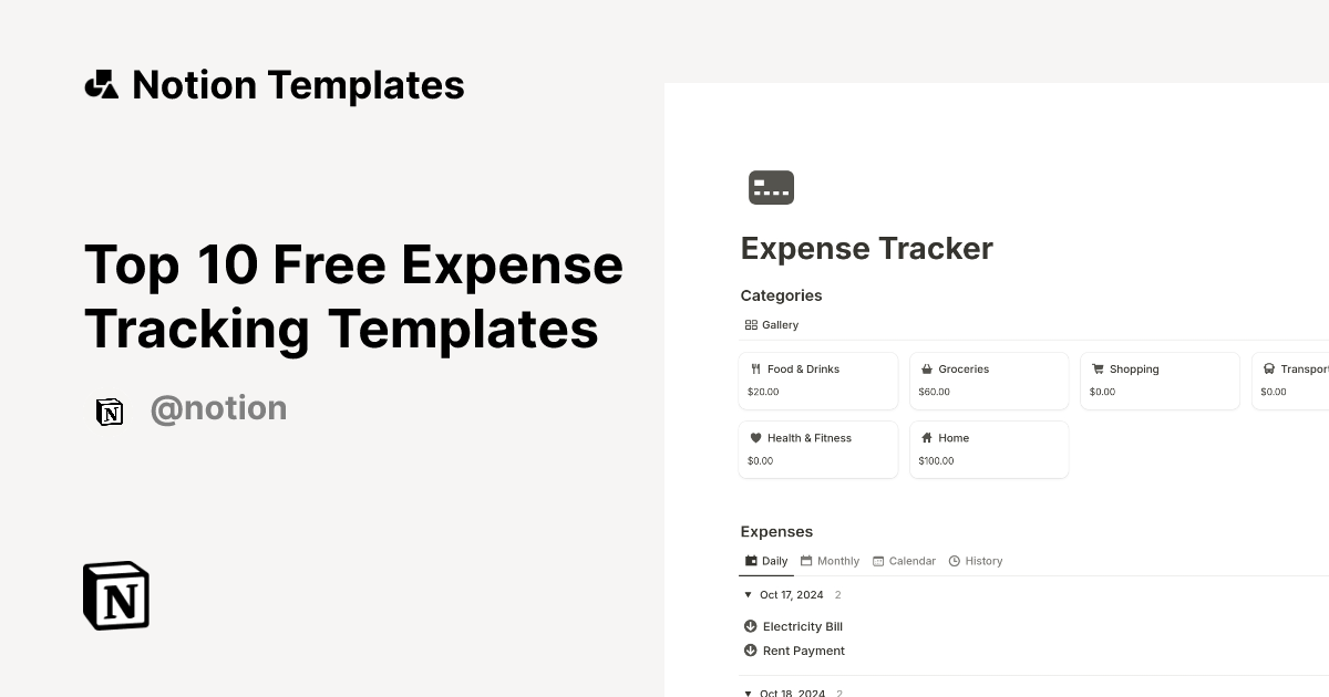 Top 10 Free Expense Tracking Templates | Marketplace תבניות של Notion