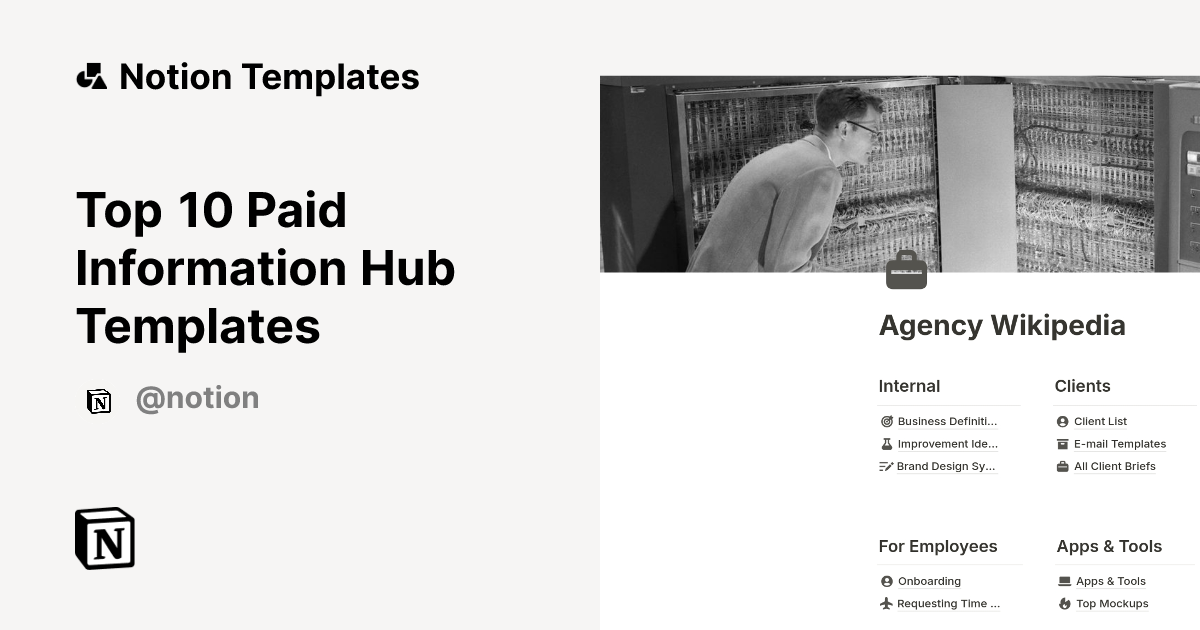 Top 10 Paid Information Hub Templates | Marketplace תבניות של Notion