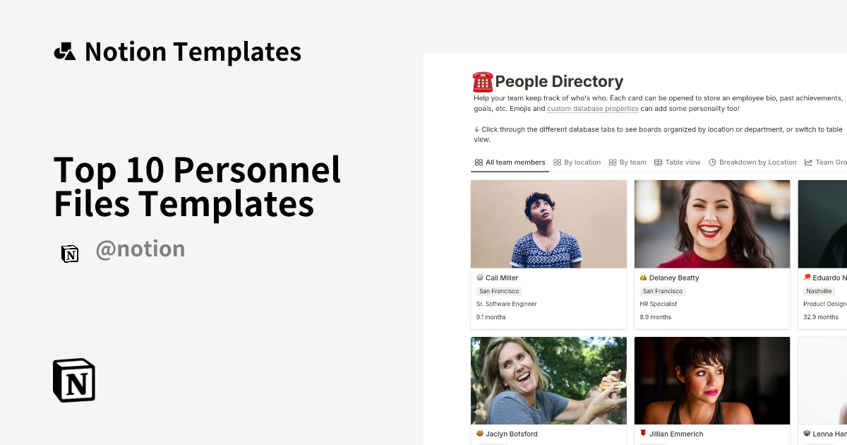 Top 10 Personnel Files Templates | Marketplace תבניות של Notion
