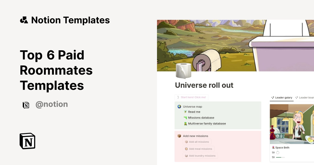 Top 6 Paid Roommates Templates | Marketplace תבניות של Notion