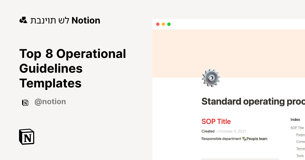 Top 8 Operational Guidelines Templates | Marketplace תבניות של Notion
