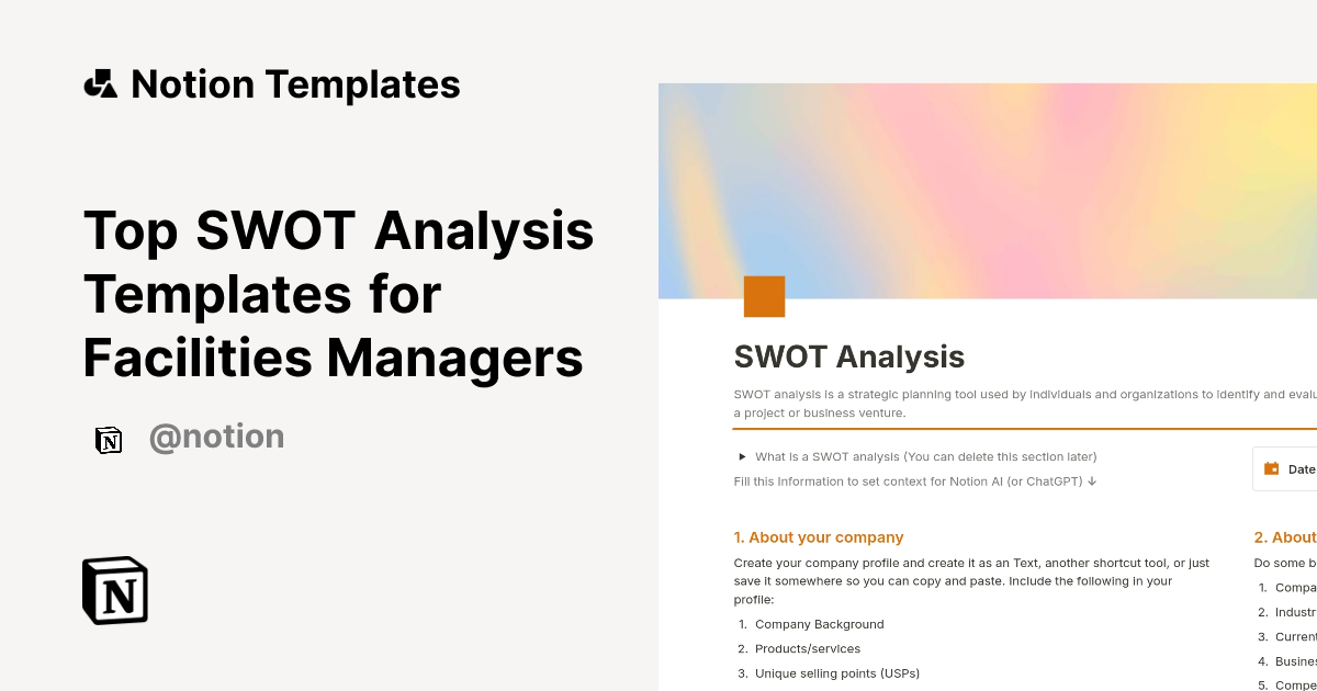 Top SWOT Analysis Templates for Facilities Managers | Marketplace ...