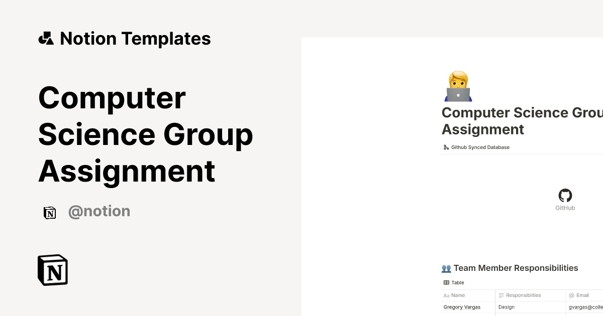 תבנית Computer Science Group Assignment מאת Notion | Marketplace של Notion
