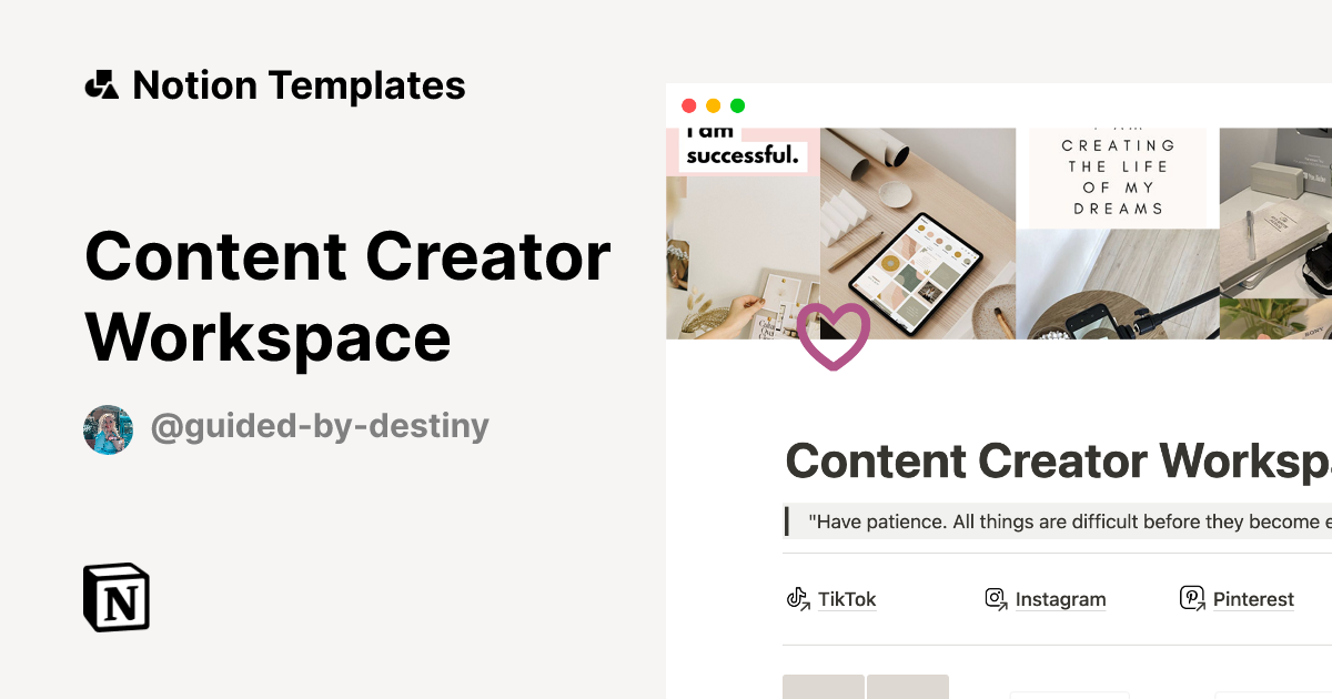 תבנית Content Creator Workspace | Marketplace של Notion