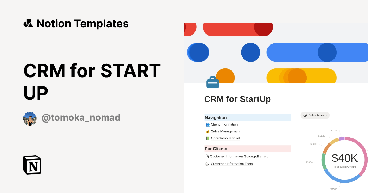 תבנית CRM for START UP | Marketplace של Notion