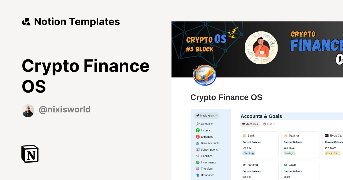 תבנית Crypto Finance OS מאת Nixi | Crypto ⚡ | Marketplace של Notion