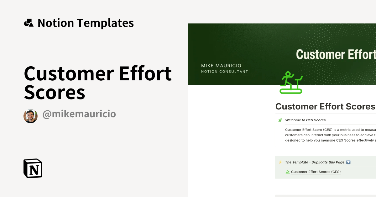 תבנית Customer Effort Scores מאת Mike Mauricio | Marketplace של Notion