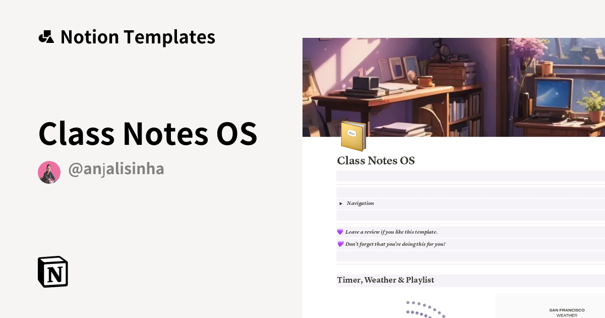 תבנית Class Notes OS | Marketplace של Notion