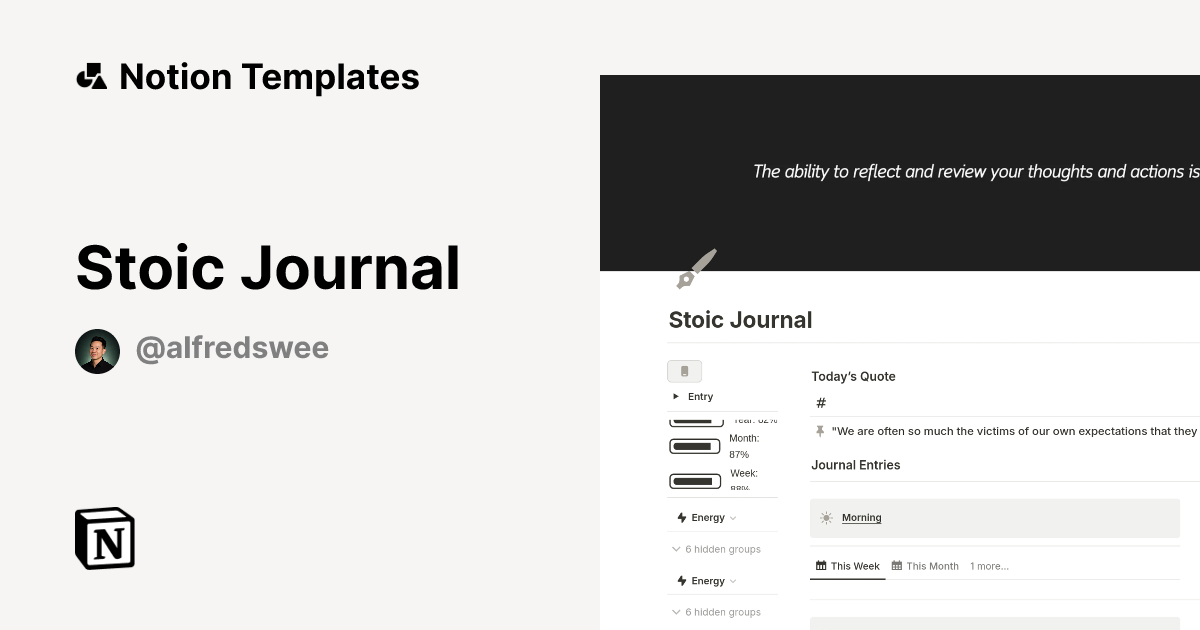 תבנית Stoic Journal מאת Alfred Swee | Self-Actualisation Guide ...